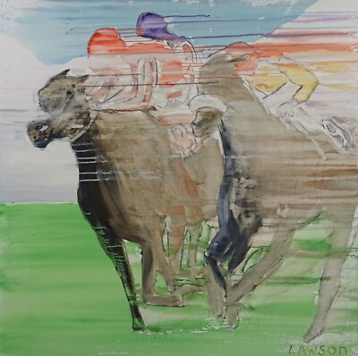 Peter Lawson acrylic original artwork painting 'Good To Firm' Ascot ...