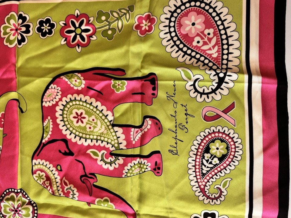 Vera Bradley Silk Scarf Elephants Never Forget Breast Cancer Awareness ...