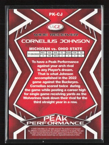 2021 SAGE Premier Draft #PK-CJ Cade Johnson Peak Performance(J) | eBay