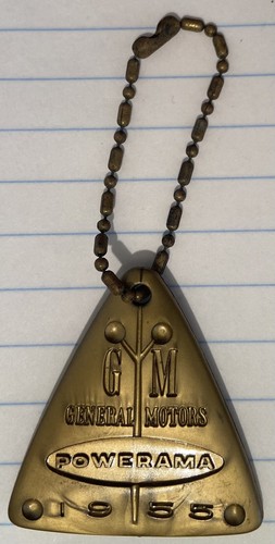 Vintage 1955 General Motors Gold Fabricast Powerama Plastic Keychain | eBay