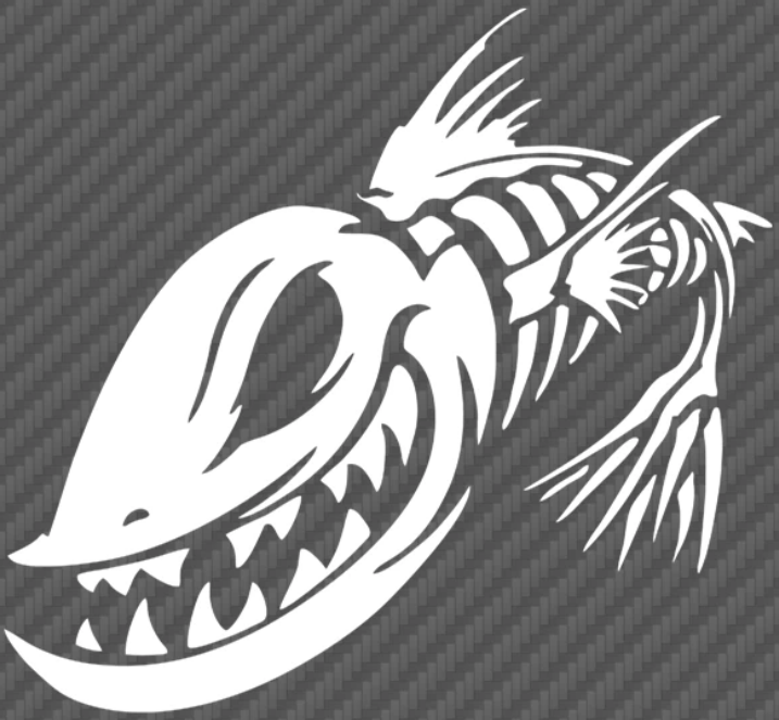 Angry Fish Bone Skeleton Car Window Vinyl Decal Fishing Graphic Sticker ...