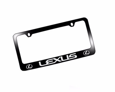 Lexus Black Metal Chrome Text License Plate Frame Brand New