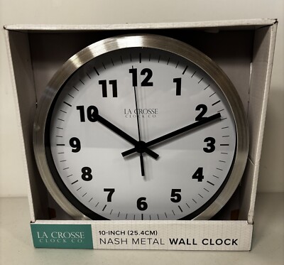 La Crosse Technology 404-2626 La Crosse 10 in Silver Metal Analog Wall ...