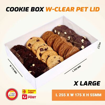 Cake Box Extra Large with PET Clear Lid Cookie Boxes 255x175x55mm AU ...