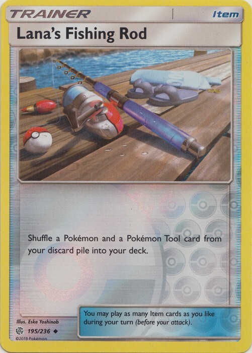 Lightly Played Reverse Holo 195/236 Lana's Fishing Rod SM Cosmic ...
