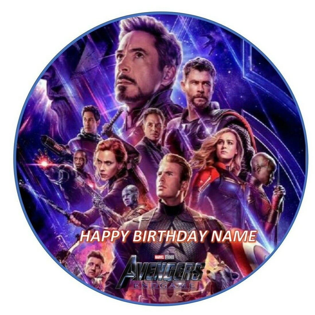 Avengers End Game Edible Image Birthday Party Cake Topper 19cm Round ...