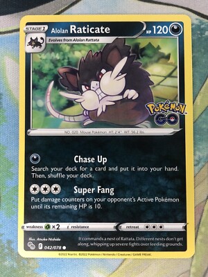 Alolan Raticate 42/78 - Pokémon GO - Common - Pokemon Card TCG | eBay