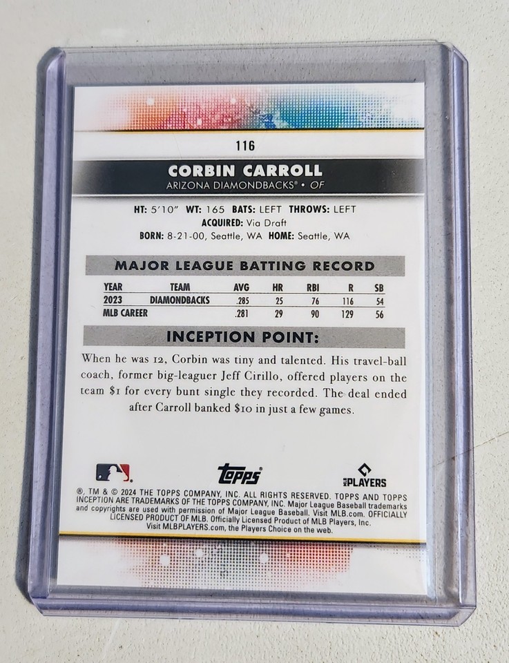 2024 Topps Inception Corbin Carroll Alpha Parrallel SSP (1/10 Case ...