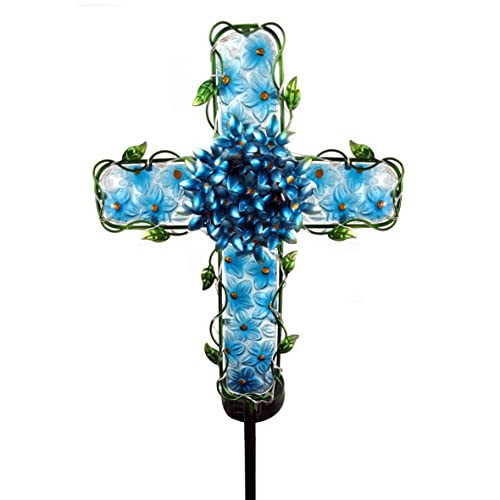 Solar Cross Garden Lights Outdoor Decorative - Solar Metal&Glass Cross ...