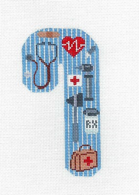 MEDICAL DOCTOR MED. Candy Cane handpainted Needlepoint Canvas CH Design ...