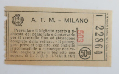 A.T.M. Milano #22864 50 Mi Stab Marco Spada & Co. Travel Ephemera ...
