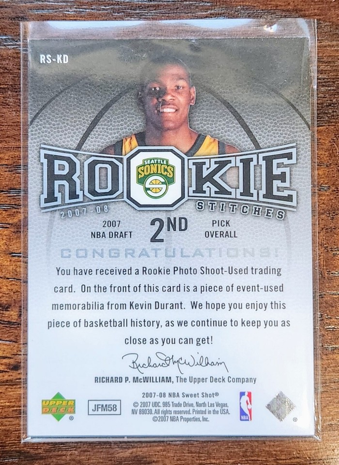 2007-08 Upper Deck Sweet Shot KEVIN DURANT Rookie Stitches #RS-KD RC ...