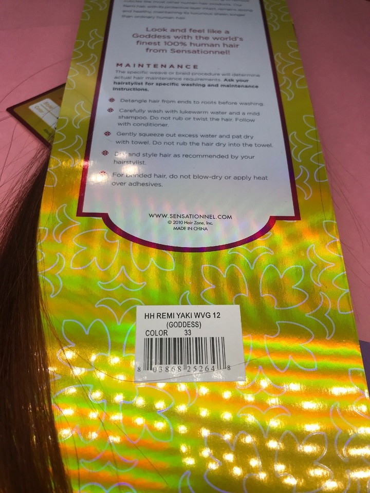Sensationnel Remi Goddess Gold Yellow 100% Human Hair Remy_12"_#33 (UPC ...