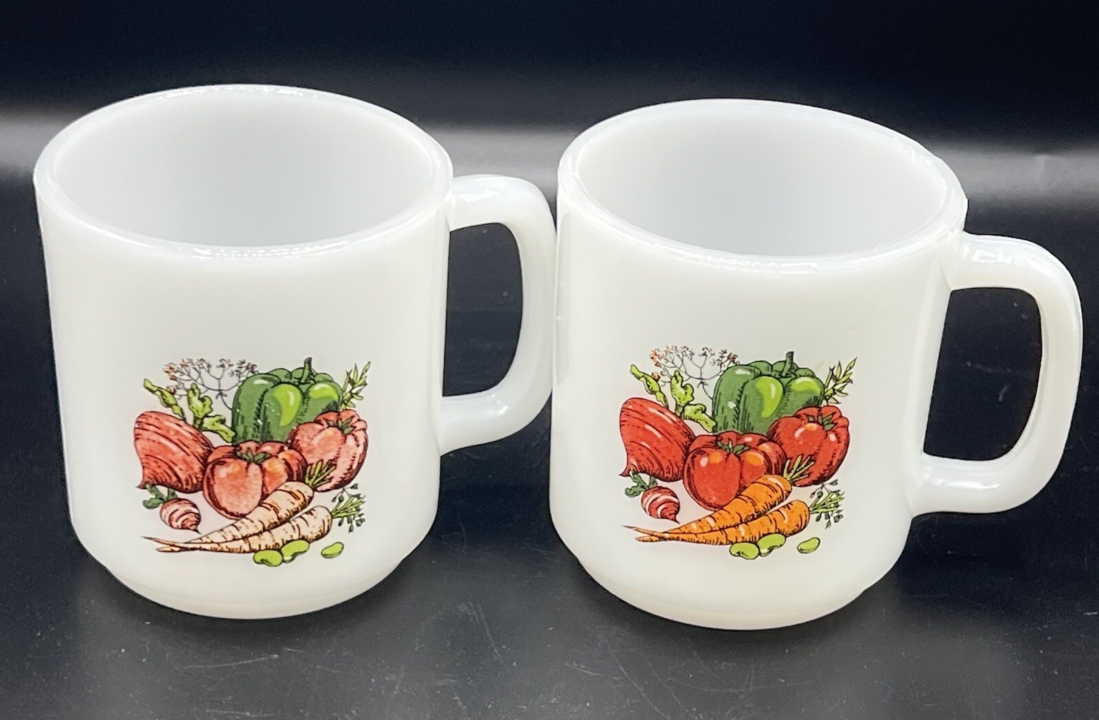 2 Vintage Retro 1950s GLASBAKE Coffee Mug Cup Vegetables Pattern | eBay