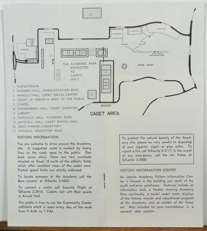 1962 United States Air Force Academy Colorado Springs brochure map b | eBay