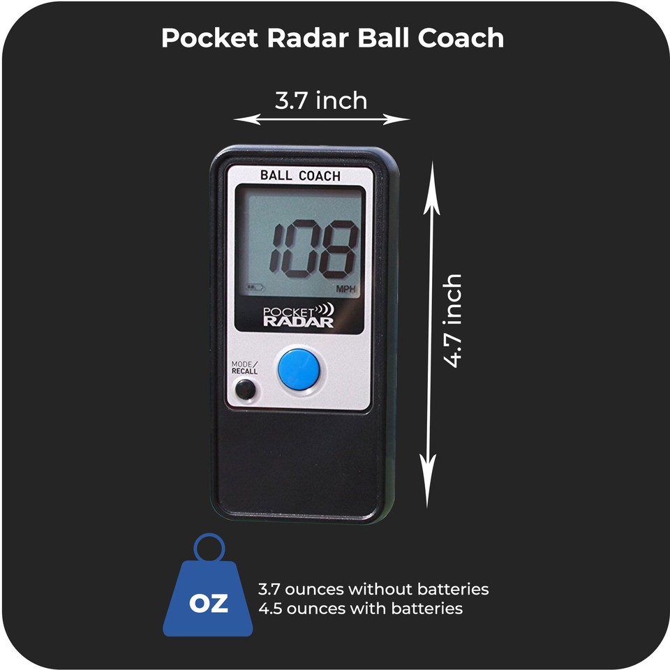 Pocket Radar Ball Coach Training Tool and Radar Gun with Weatherproof ...