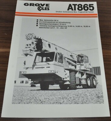 Grove Coles AT865 Tragkraft Hydraulic Crane Specification Brochure ...