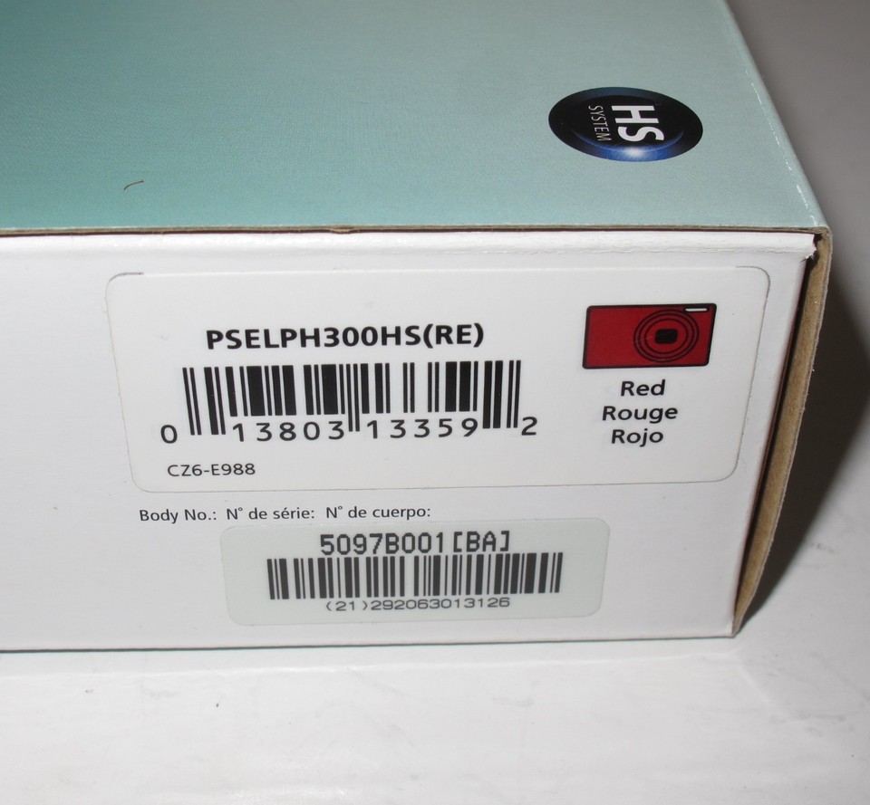 Canon PowerShot ELPH 300 HS 12.1MP RED Digital Camera (Near Mint in Box ...