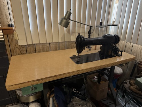 Vintage Industrial Sewing Machine Singer one needle with table platform ...