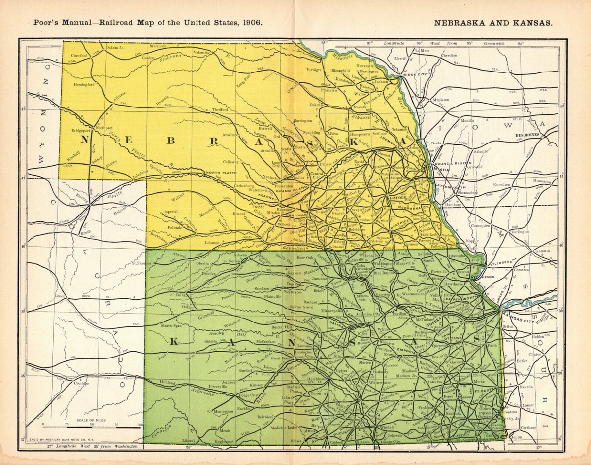 Antique Railroad Map Kansas City