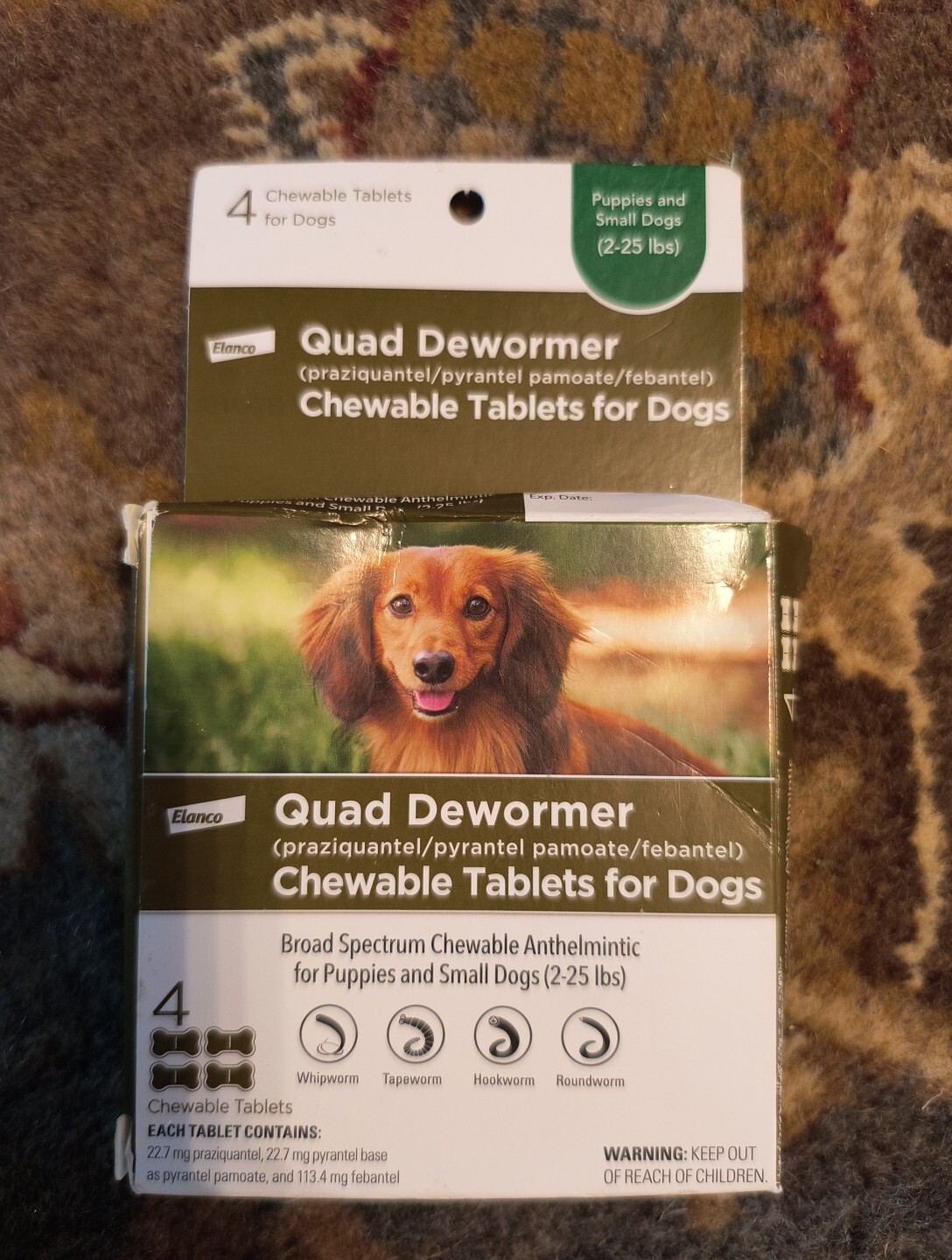 Elanco Chewable Quad Dewormer for Small Dogs 2-25 lbs 4 Chewable ...