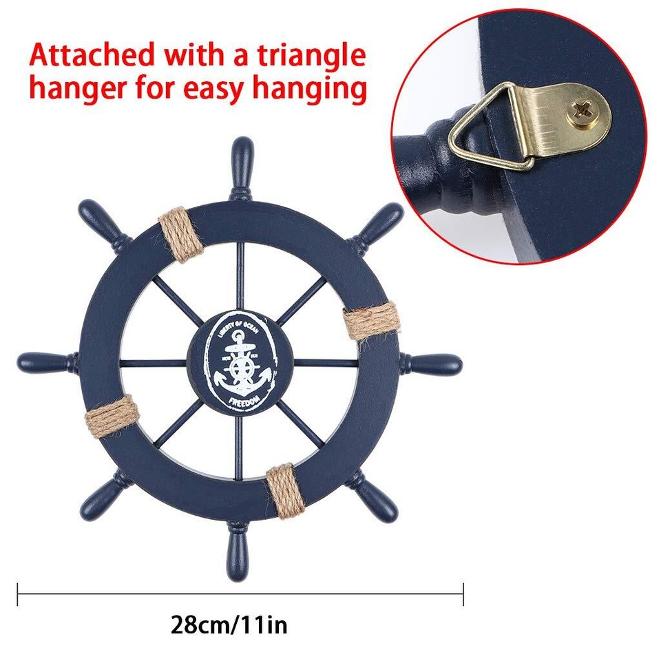 Wooden Ship Wheel Ship Rudder Decor Helm Wheel Wall Hanging Ornament 11 ...