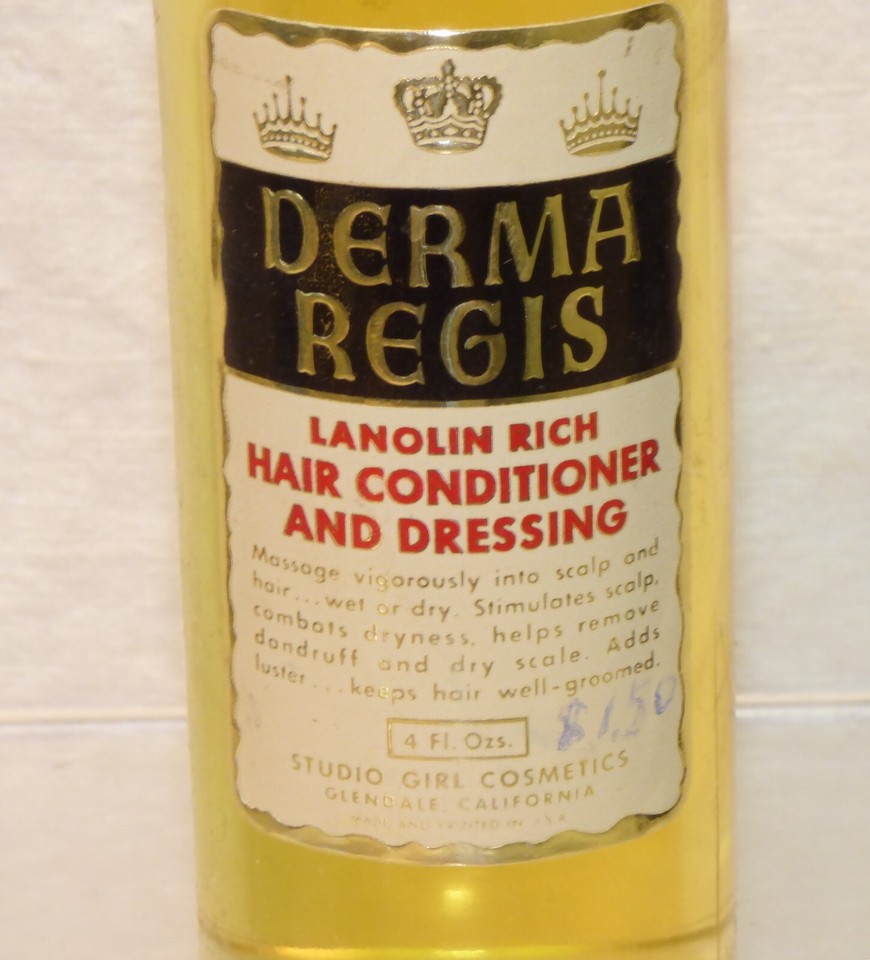 Vtg DERMA REGIS Hair Conditioner & Dressing 4oz Bottle Studio Girl ...