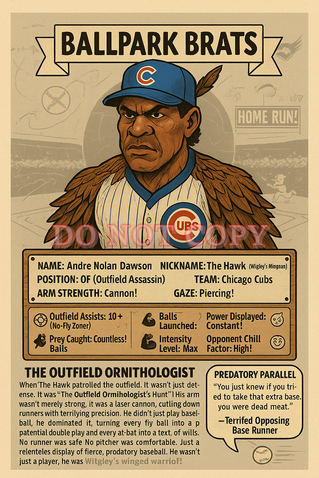Andre Dawson as " The Hawk " (d) - BALLPARK BRATS Parody Art Card ...