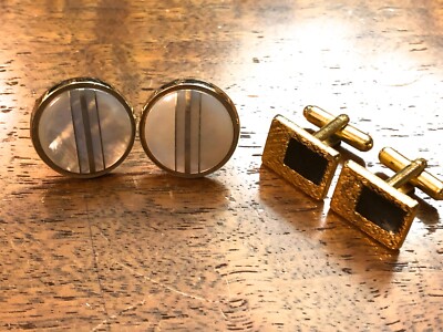 Vintage Men's 2 Pair Gold Tone Cuff Links | eBay