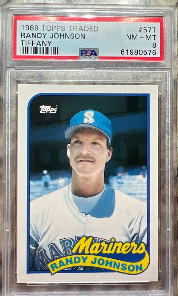 1989 Topps Traded Tiffany Randy Johnson RC PSA 8 +Score PSA 9 + Donruss ...