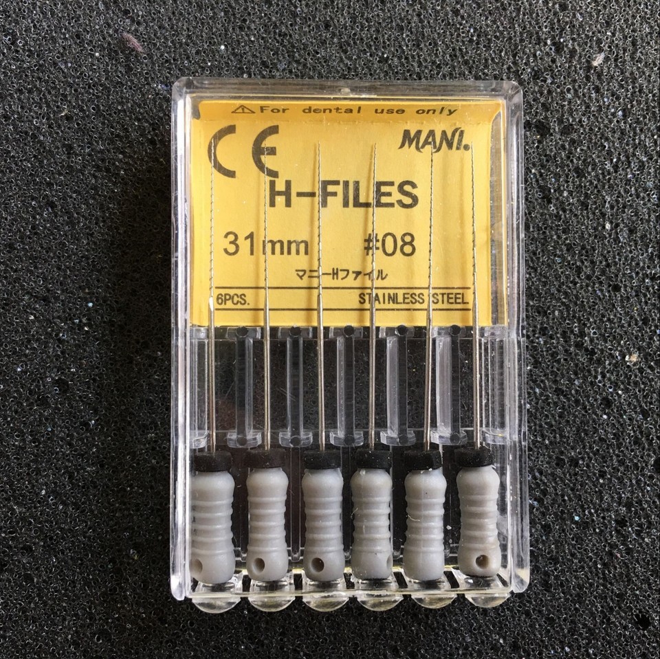 Mani Dental Root Canal Endo Stainless Steel H-files 31mm Size #08 ...