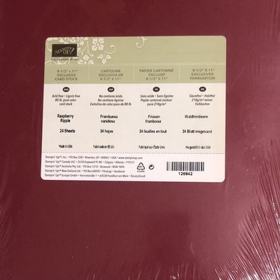 Stampin Up RASPBERRY RIPPLE Cardstock 8 1/2 x 11 - 24 Sheets - Retired ...
