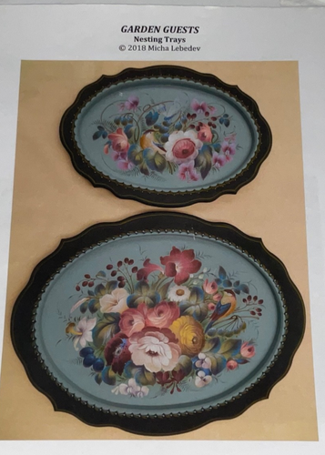 Misha Lebedev Painting Pattern Zhostova Garden Guests Nesting Trays ...