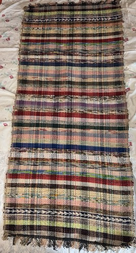 Vintage hand loomed rag rug nice multi colors 68 ” x 31” mid 1900’s ...