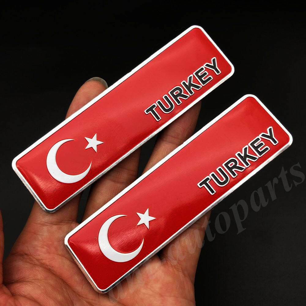 2pcs Metal Turkey Turkish Flag Car Trunk Rear Fender Emblem Badge Decal ...