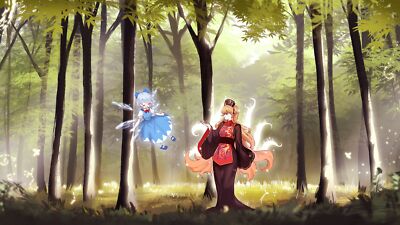 Anime touhou cirno junko forest girls fantasy girl trees Playmat Game ...