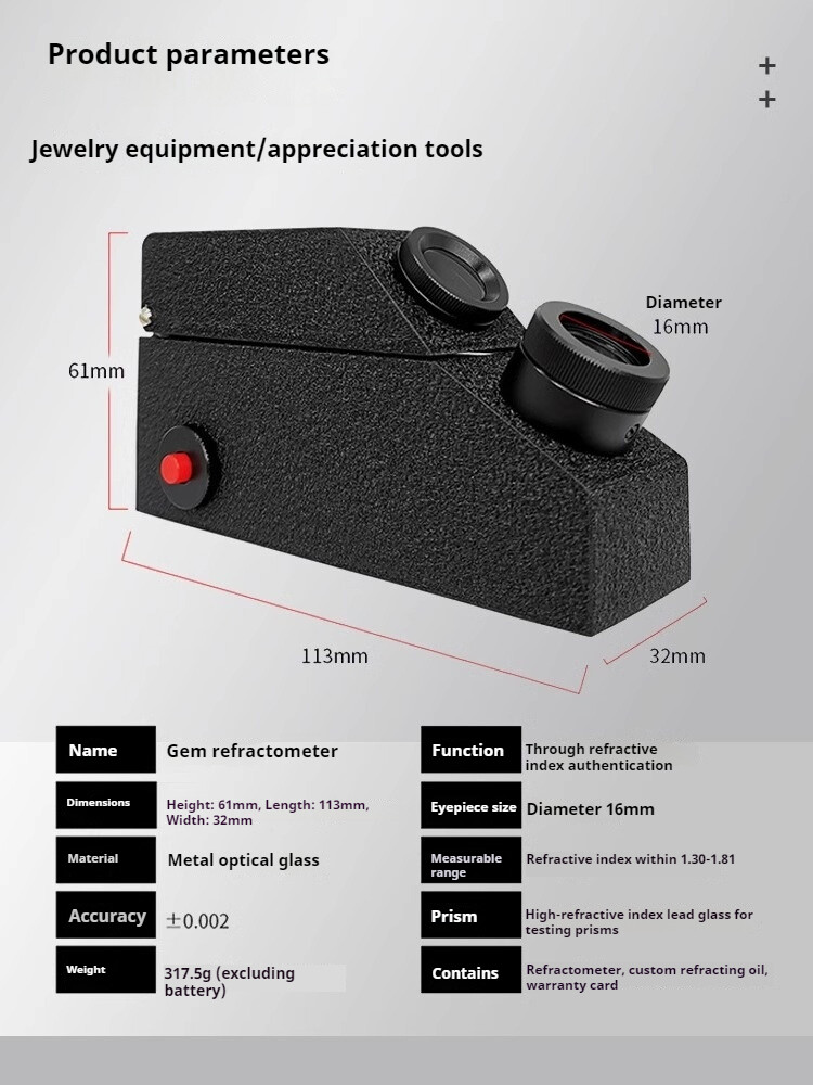 Professional Gem Refractometer Identification1.30~ 1.81RI Monochromatic ...