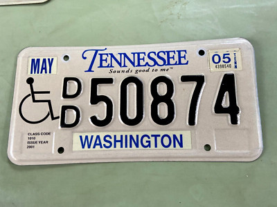 TENNESSEE DISABLED LICENSE PLATE WASHINGTON COUNTY EARLY 2000'S ...