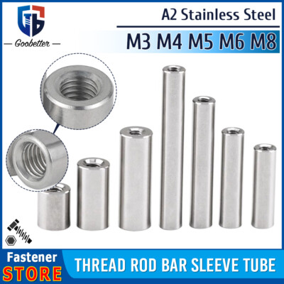 M3 M4 M5 M6 M8 Round Threaded Stud Connector Long Nuts A2 Stainless ...