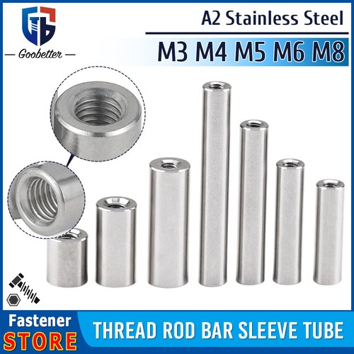 M3 M4 M5 M6 M8 Round Threaded Stud Connector Long Nuts A2 Stainless ...