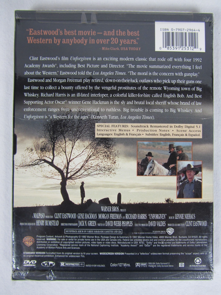 Unforgiven (DVD, WS/FS, 1992) Clint Eastwood New Unopened | eBay