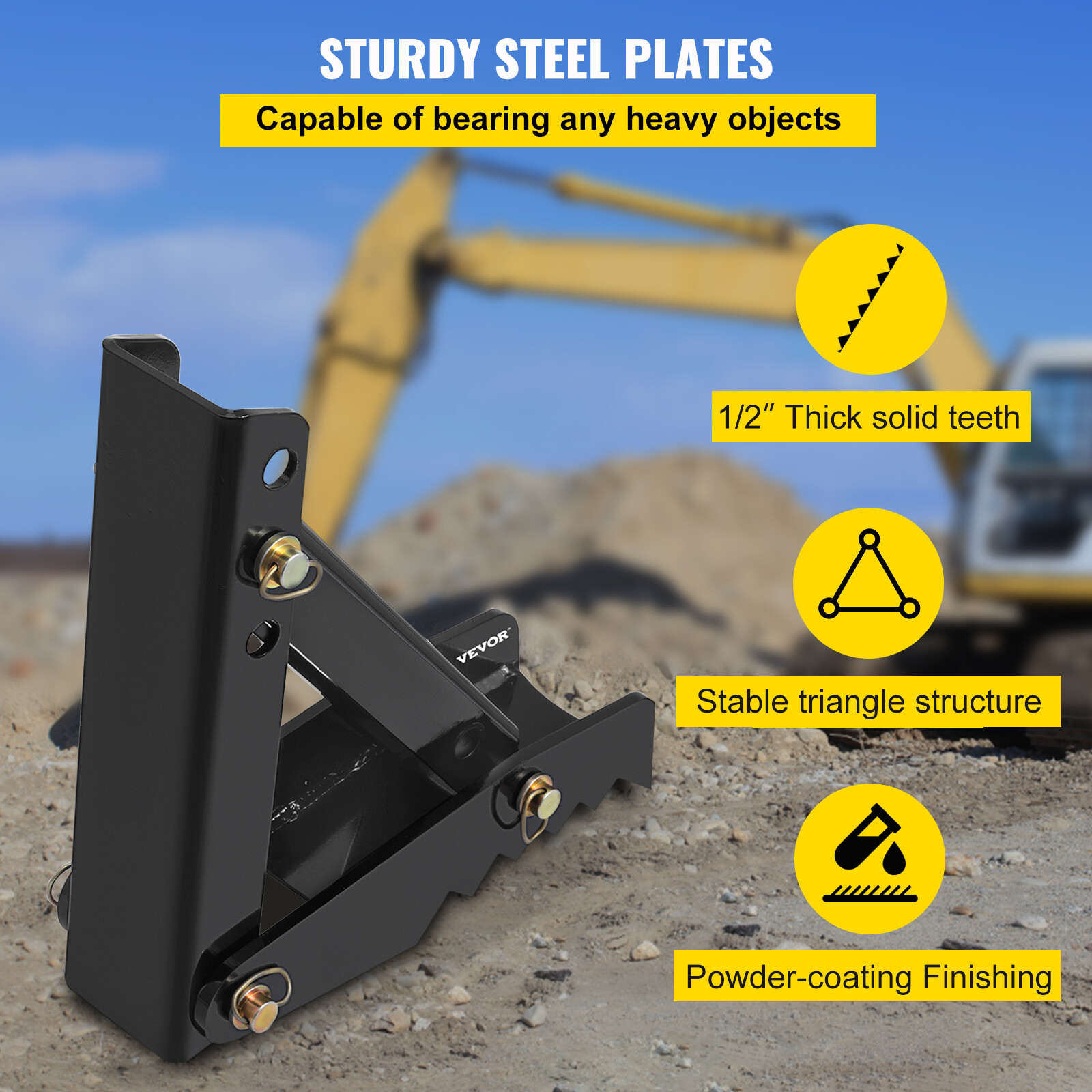 VEVOR 18" Backhoe Thumb 1/2" Steel Plate Excavator Universal Claw for ...