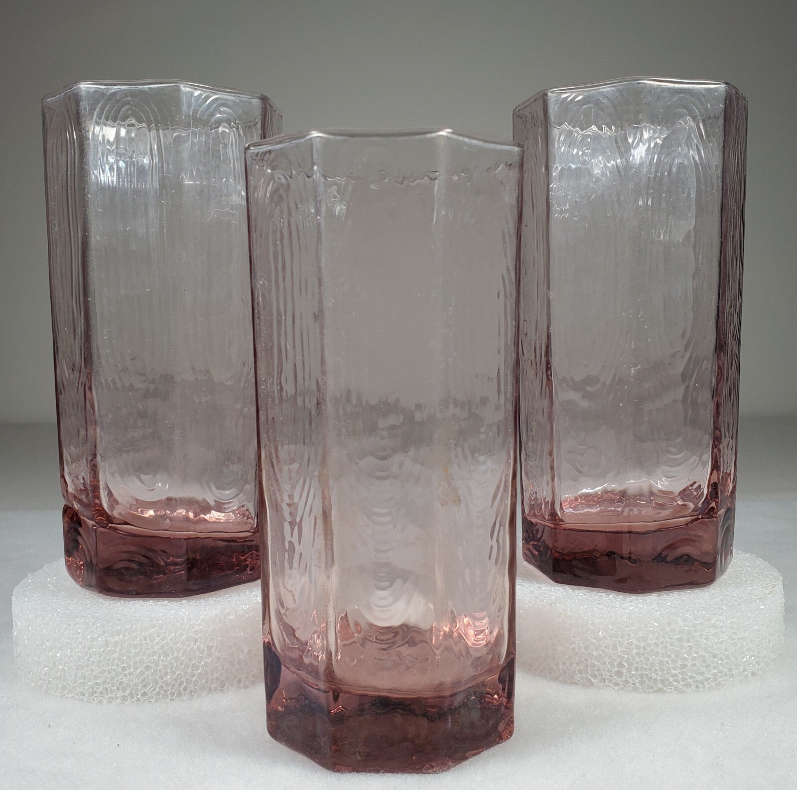Set Of 3 Libbey Light Purple Octagonal Tumblers Textured Vintage ...