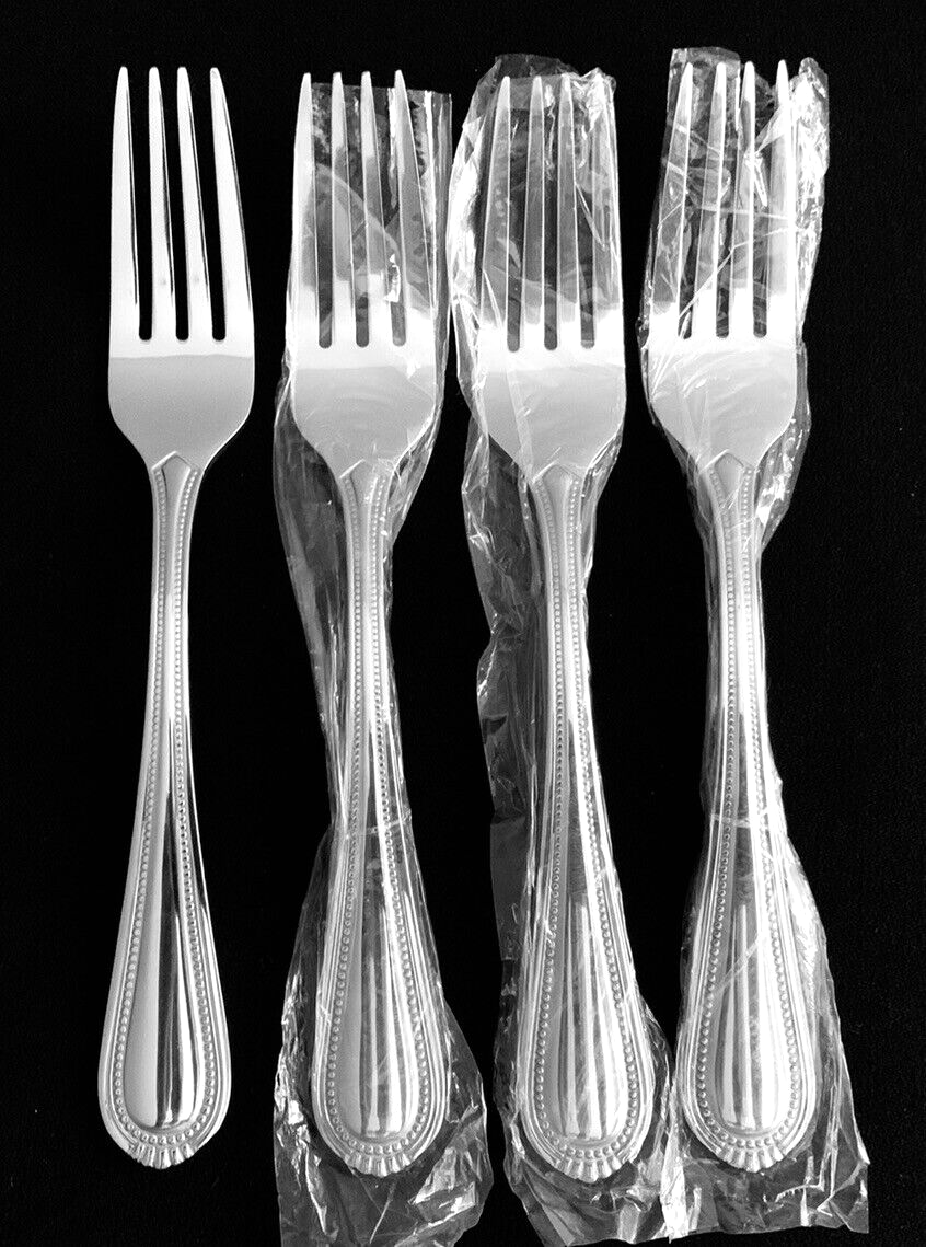 New ONEIDA Stainless COUNTESS 4 DINNER FORKS 7 3/4" Glossy Beaded ...