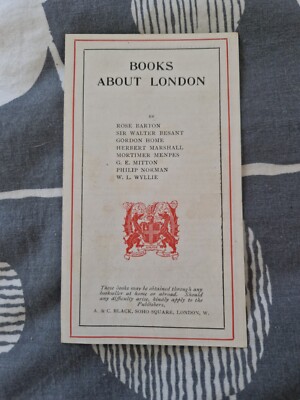 Antique Book Advertising Leaflet 'Books About London' A.C. Black Soho ...