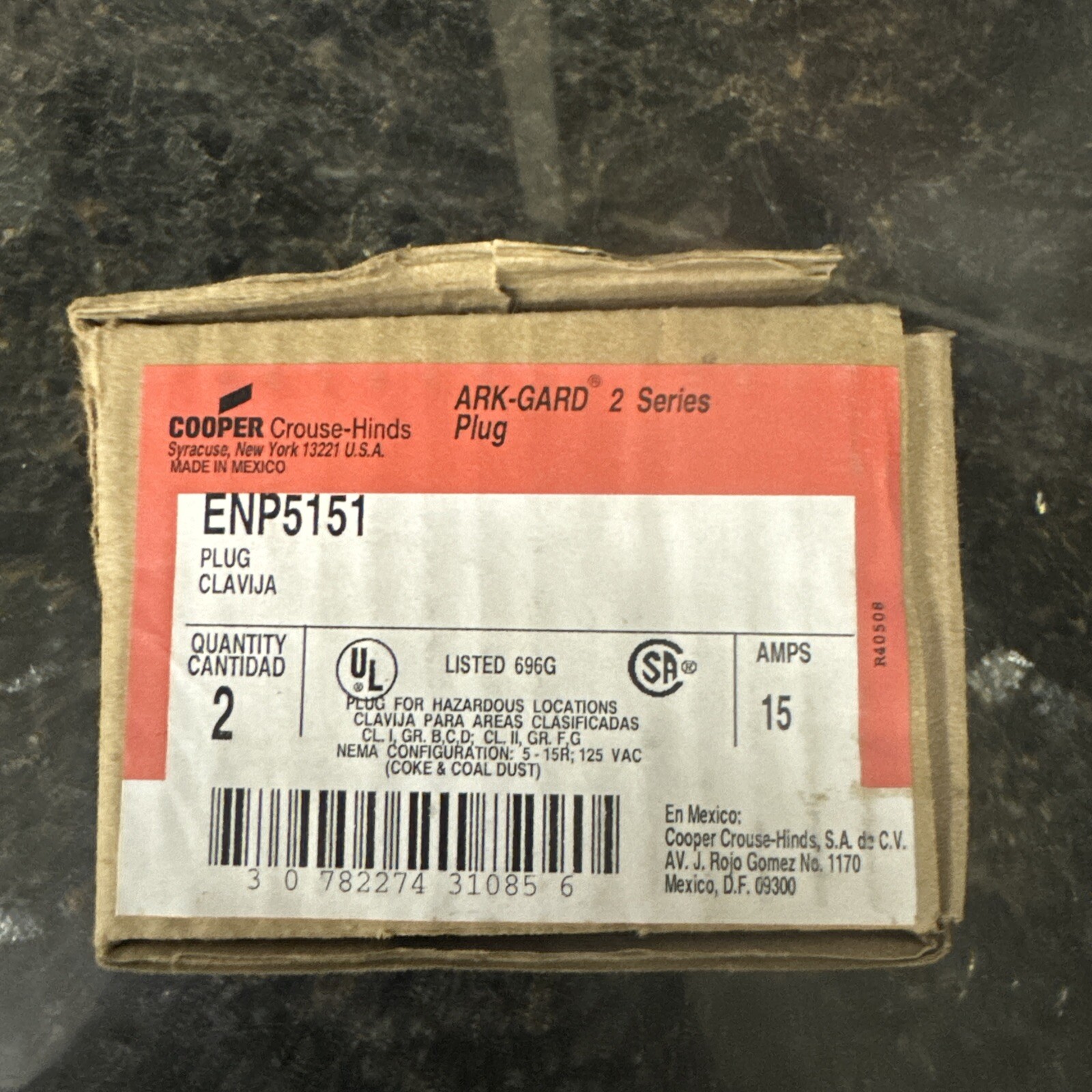 CROUSE HINDS ENP5151 EXPLOSION PROOF 15 AMP 120V PLUG NEW IN BOX - 1 ...