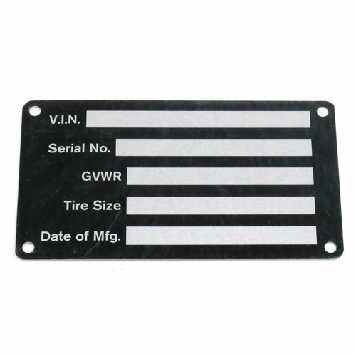 Blank Med Trailer Truck Equipment VIN frame Plate Serial Model # ID Tag ...