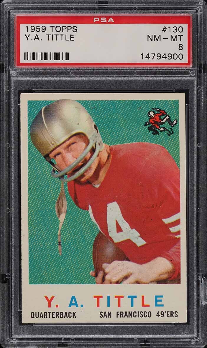 1959 Topps FB Card #130 Y.A. Tittle San Francisco 49ers HOF PSA 8 NM-MT ...