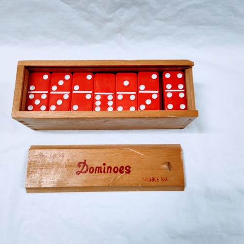 Vintage Red Double Six Dominos Set With Wooden Box | eBay