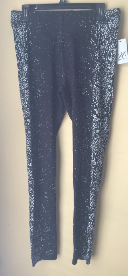 Zozo Black Beige Specked Stretch Leggings Pants M | eBay